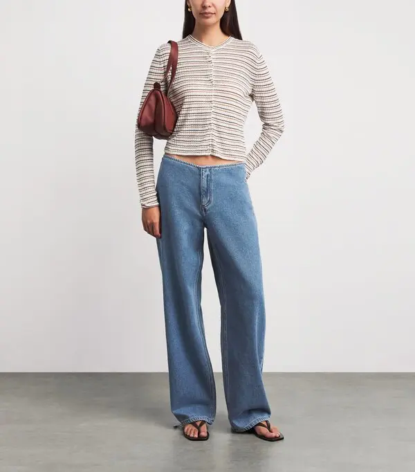 Still Here Drawstring Sport Wide-leg Jeans - Blue