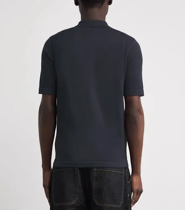 Fred Perry Cotton Knitted Argyle Shirt - Navy