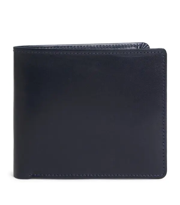 SWAINE Leather Compact Bifold Wallet - Navy