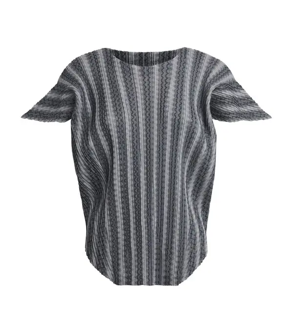 Issey Miyake Cotton-blend Zigzag Top - Grey