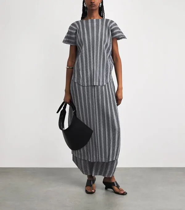 Issey Miyake Cotton-blend Zigzag Top - Grey
