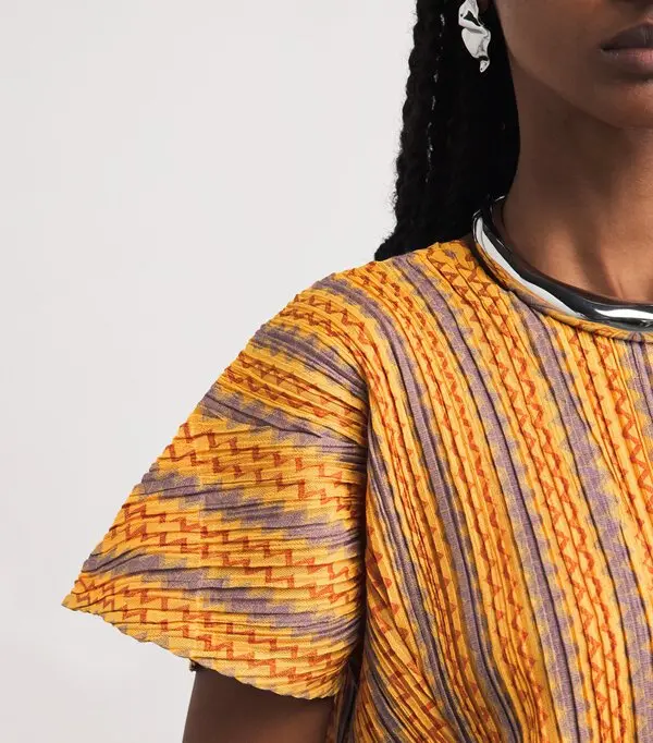 Issey Miyake Zigzag Pattern Bias Pleated Top