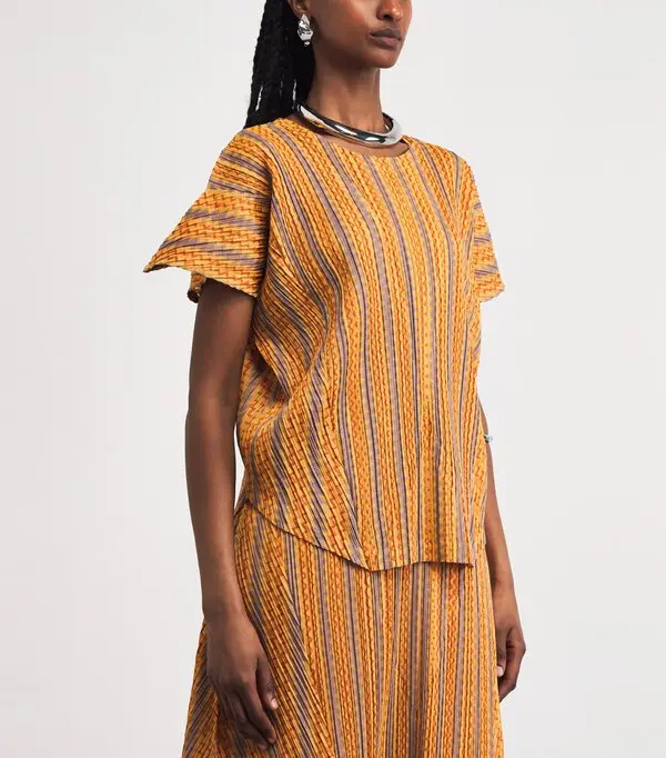 Issey Miyake Zigzag Pattern Bias Pleated Top