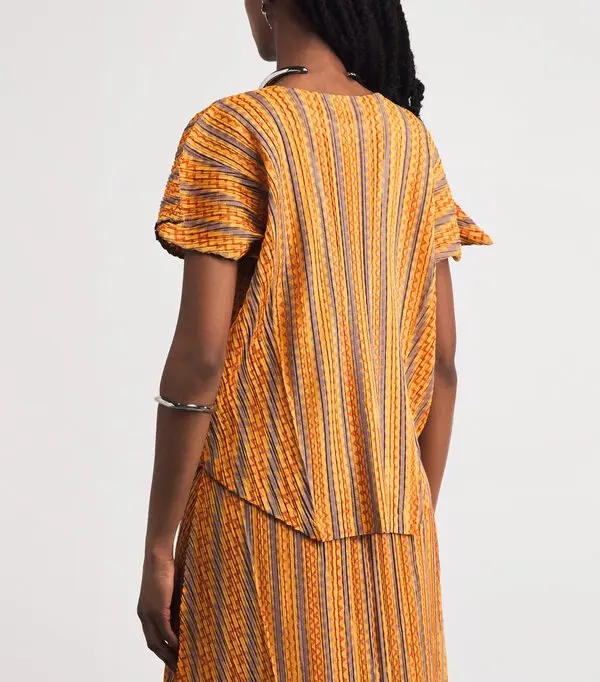 Issey Miyake Zigzag Pattern Bias Pleated Top
