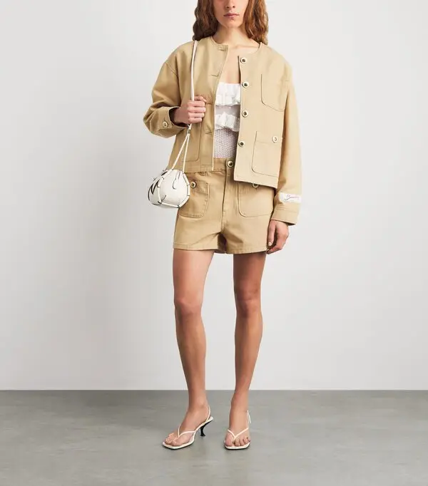 Sandro Dyed Denim Shorts - Beige