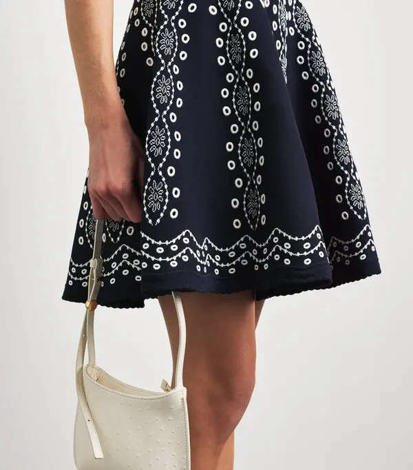 Sandro Knitted Embroidered Mini Dress - Blue