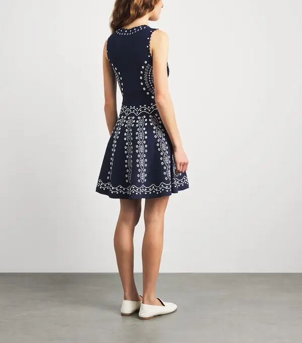 Sandro Knitted Embroidered Mini Dress - Blue