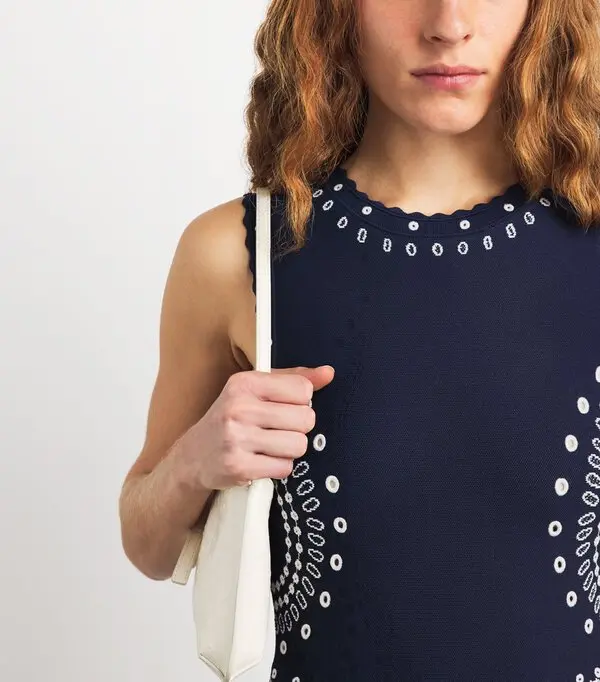 Sandro Knitted Embroidered Mini Dress - Blue