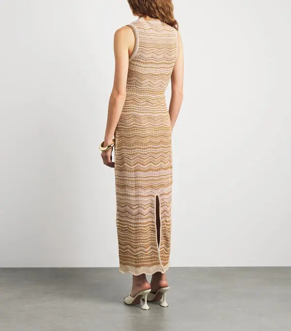 Sandro Sleeveless Knitted Midi Dress - Brown