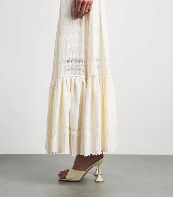 Sandro Knit Flared Maxi Skirt - Beige