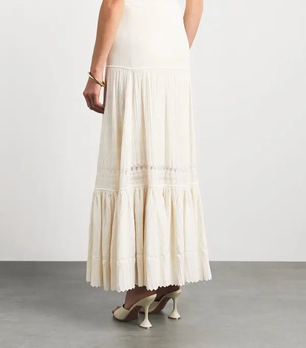 Sandro Knit Flared Maxi Skirt - Beige