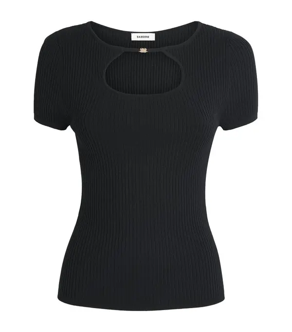 Sandro Ribbed Cut-out Knit Top