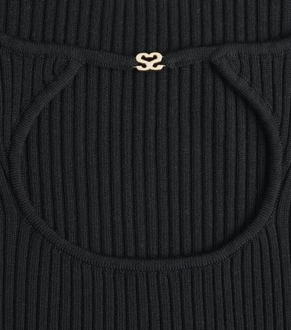 Sandro Ribbed Cut-out Knit Top