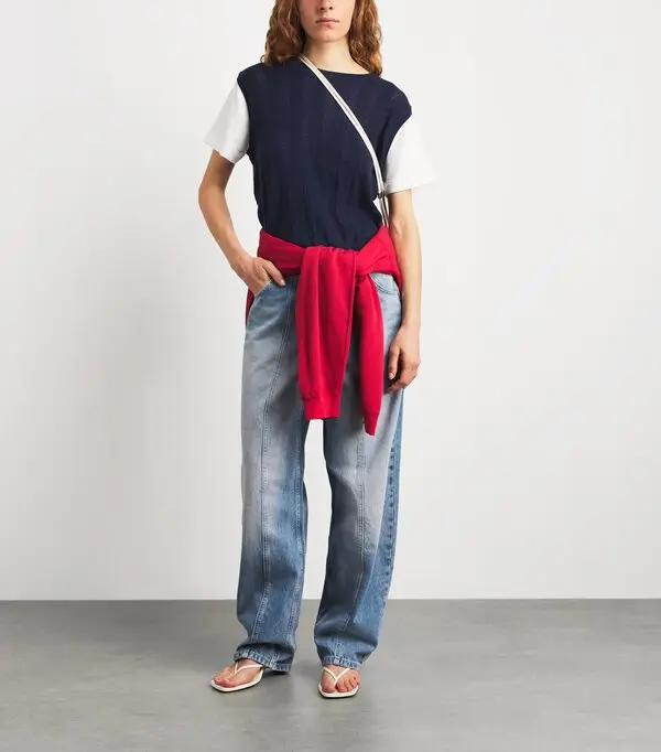 Sandro Pointelle Knit Layered Sweater