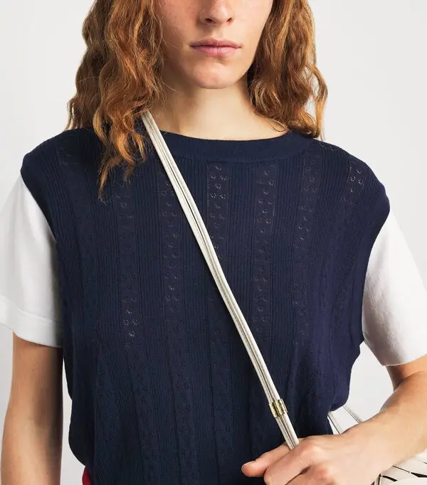 Sandro Pointelle Knit Layered Sweater