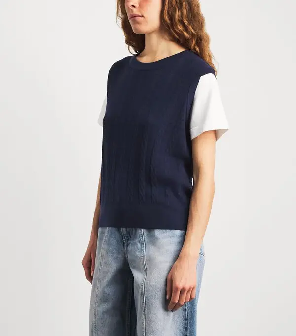 Sandro Pointelle Knit Layered Sweater