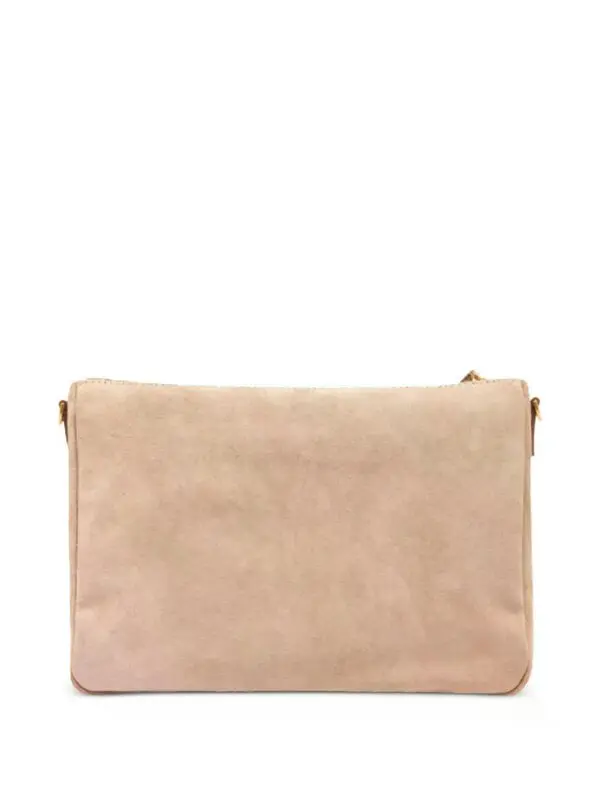 GIANNI CHIARINI Medium Nora Suede Logo-plaque Clutch Bag - Neutrals