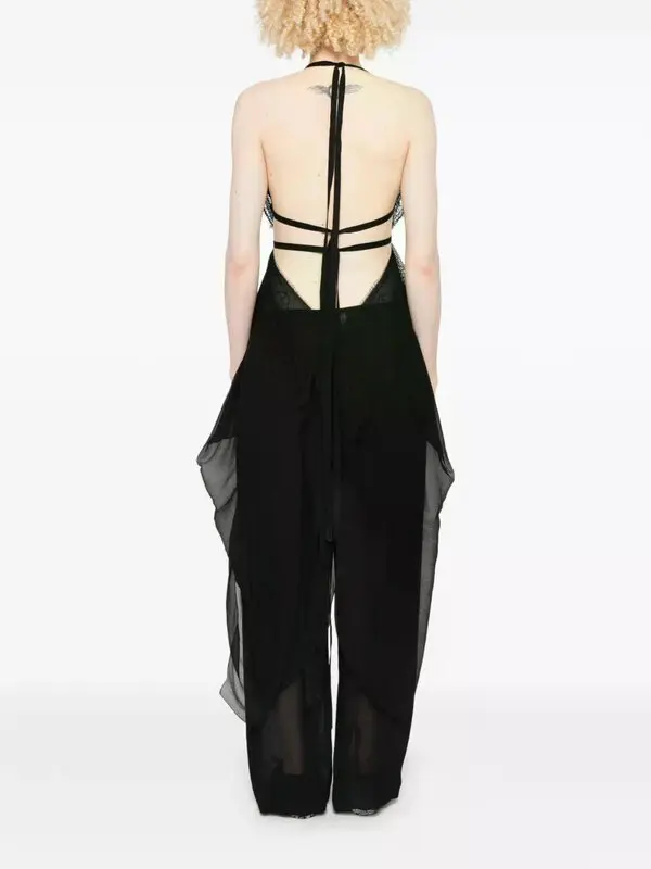 ANN DEMEULEMEESTER Lace Trim Halter Neck Top