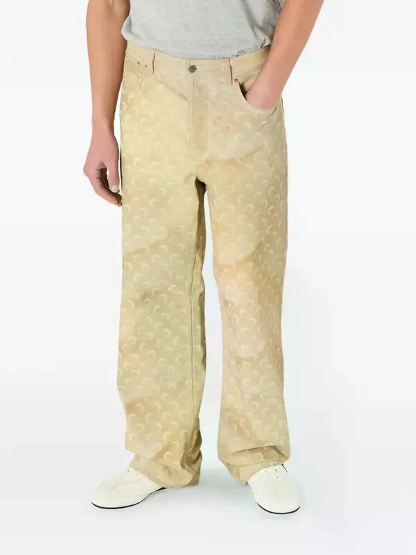 MARINE SERRE Moon Print Faded Jeans
