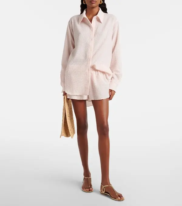 Hunza G Checked Seersucker Shirt - Pink