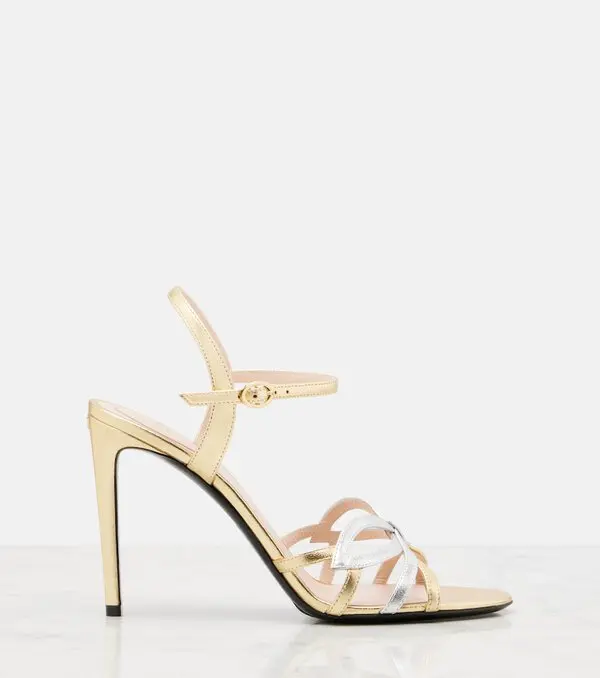 Valentino Garavani Metallic Leather Bow Sandals - Gold