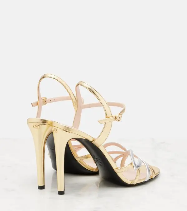 Valentino Garavani Metallic Leather Bow Sandals - Gold