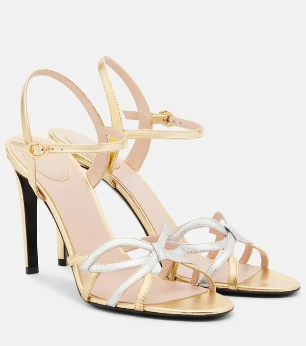 Valentino Garavani Metallic Leather Bow Sandals - Gold