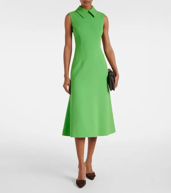 EMILIA WICKSTEAD Leontine Wool Crêpe Midi Dress - Green