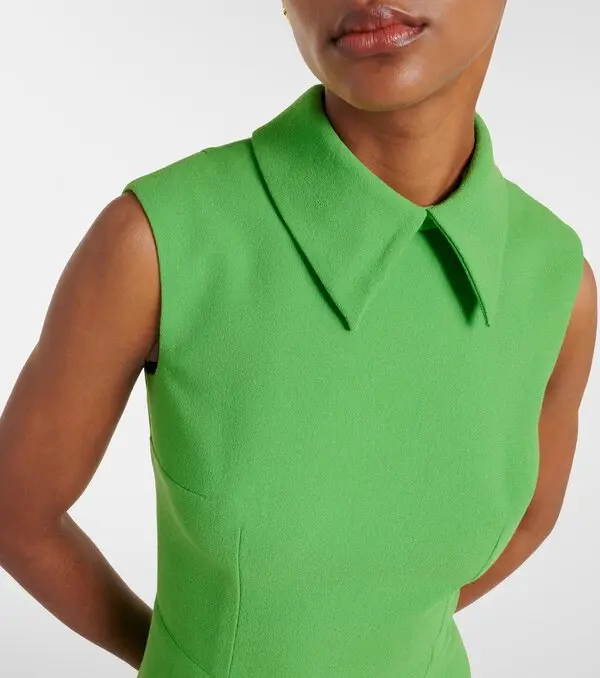 EMILIA WICKSTEAD Leontine Wool Crêpe Midi Dress - Green
