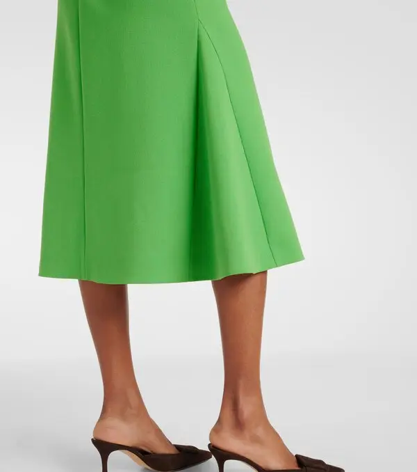 EMILIA WICKSTEAD Leontine Wool Crêpe Midi Dress - Green