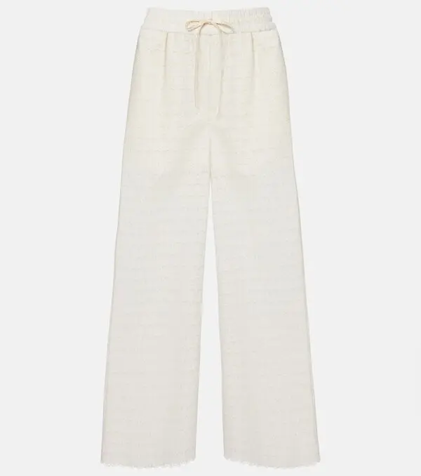 Valentino Garavani Broderie Anglaise Cotton Wide-leg Pants - White