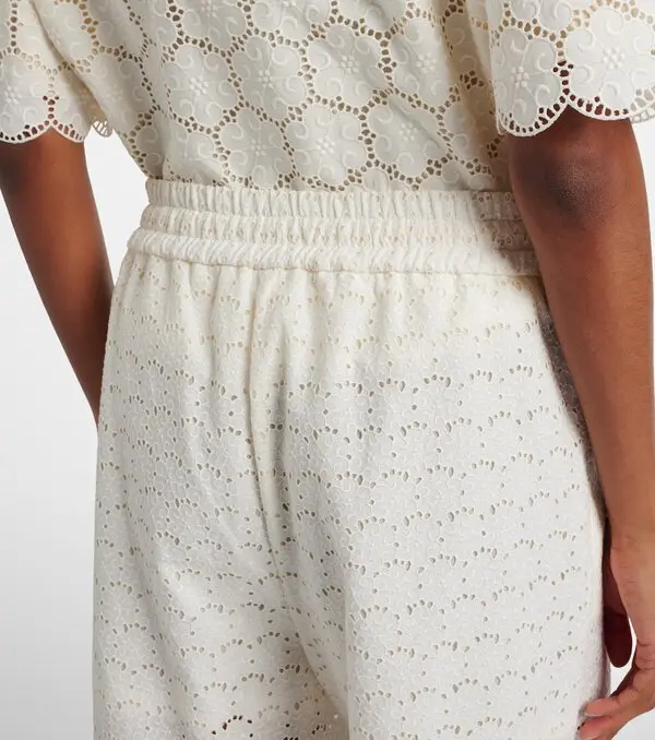 Valentino Garavani Broderie Anglaise Cotton Wide-leg Pants - White
