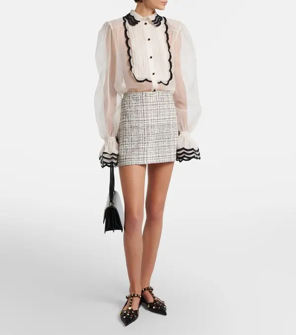 Valentino Garavani Cotton-blend Tweed Miniskirt