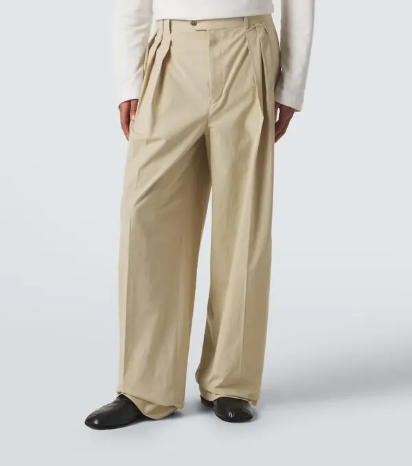 Calvin Klein Baxter Pleated Cotton Straight Pants