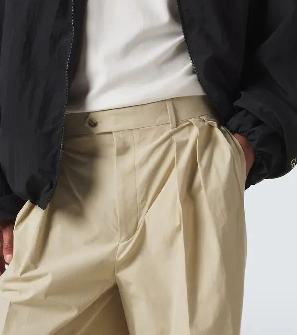 Calvin Klein Baxter Pleated Cotton Straight Pants