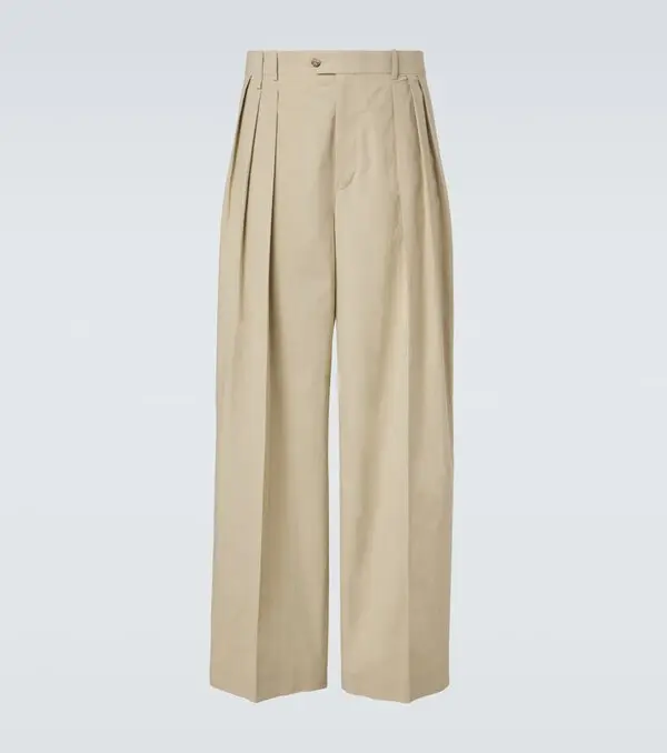 Calvin Klein Baxter Pleated Cotton Straight Pants - Beige
