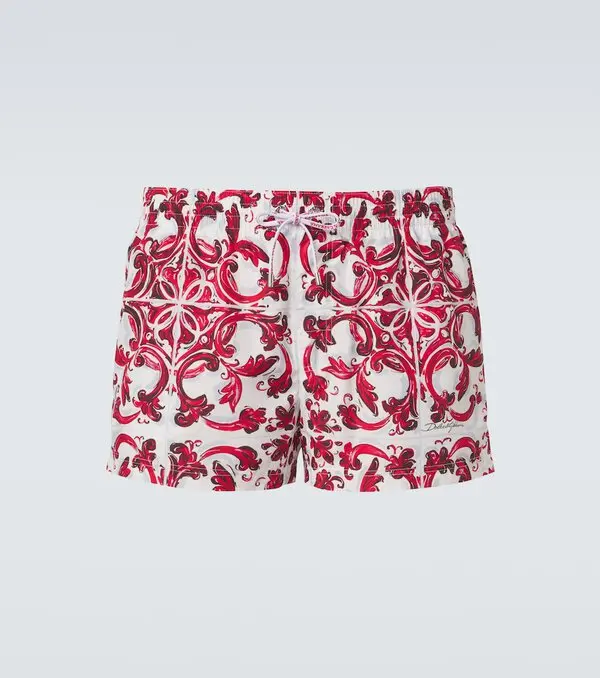 Dolce & Gabbana Majolica Swim Trunks - White