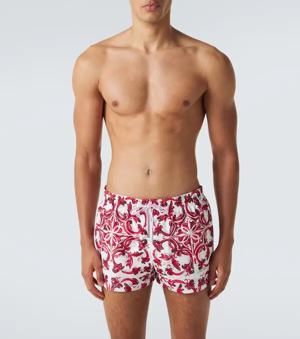 Dolce & Gabbana Majolica Swim Trunks - White