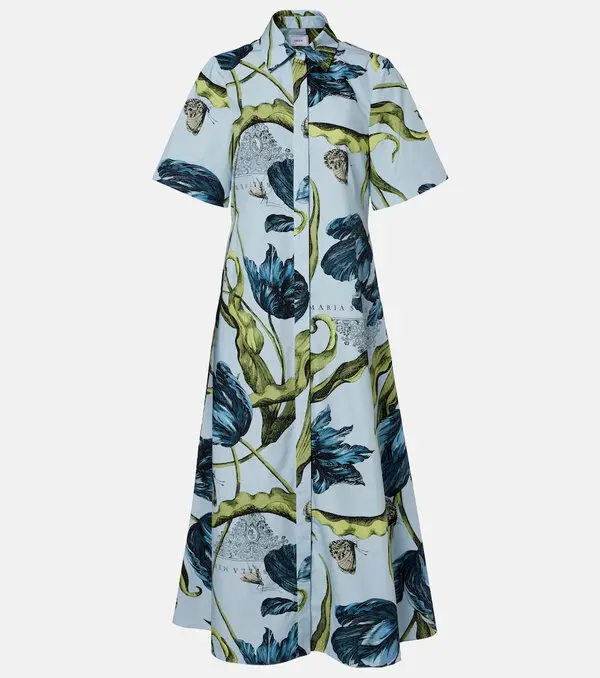 Erdem Floral Cotton Midi Dress - Blue