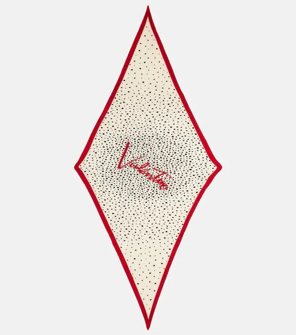 Valentino Garavani Pleated Polka-dot Silk Twill Scarf - Beige