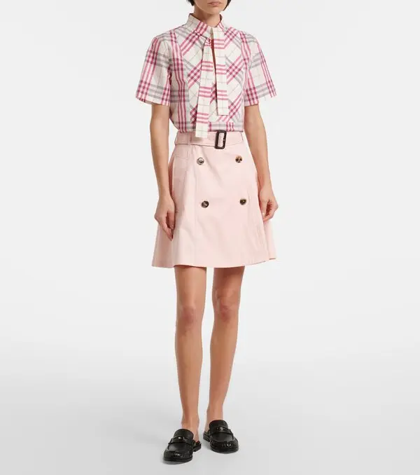 Burberry Josselyn Belted Cotton Miniskirt