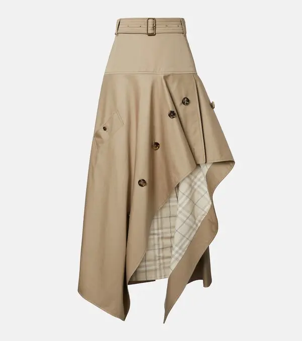 Burberry Asymmetric Cotton Midi Skirt