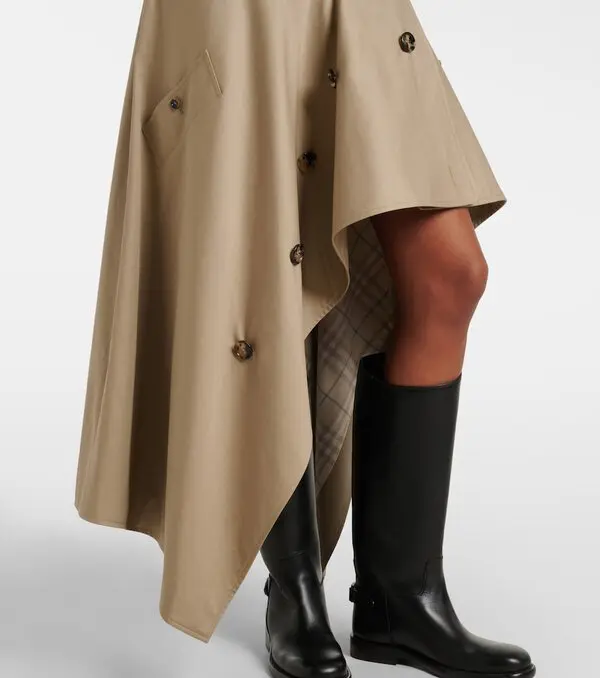 Burberry Asymmetric Cotton Midi Skirt
