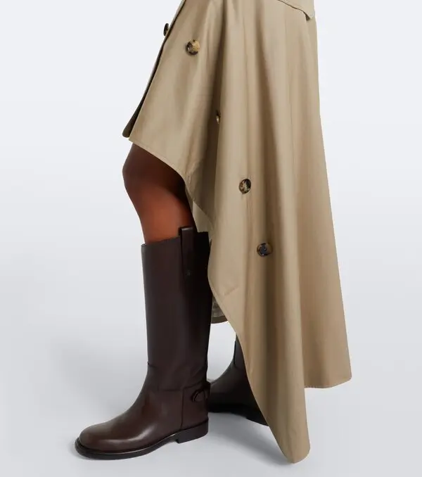 Burberry Asymmetric Cotton Midi Skirt - Beige