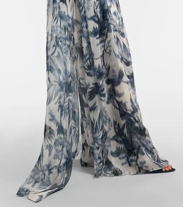 Oscar De La Renta Caped Silk Gown