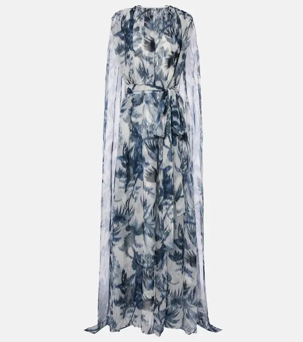 Oscar De La Renta Caped Silk Gown - Multicoloured