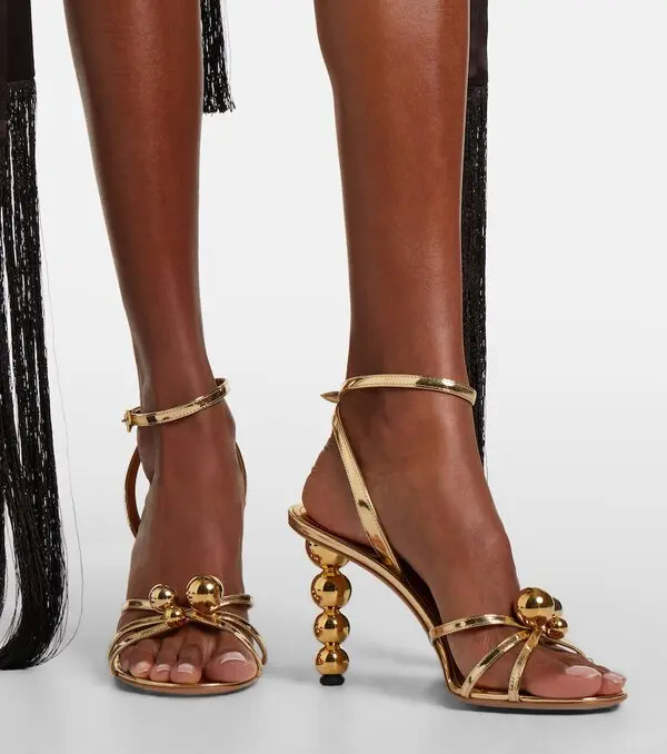 FERRAGAMO Karina Metallic Leather Sandals
