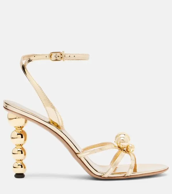 FERRAGAMO Karina Metallic Leather Sandals