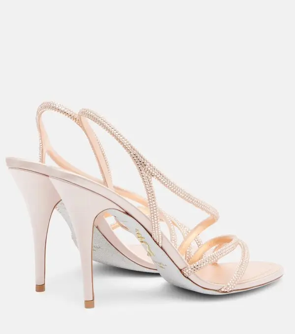 Rene Caovilla Embellished Satin Slingback Sandals - Pink