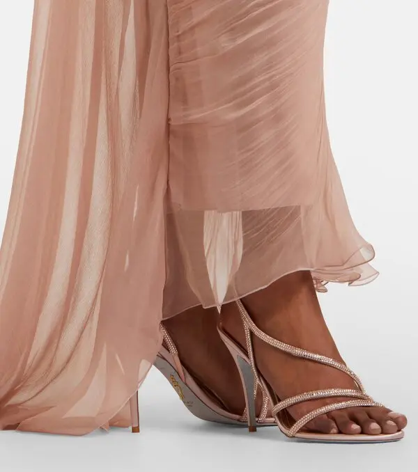 Rene Caovilla Embellished Satin Slingback Sandals - Pink